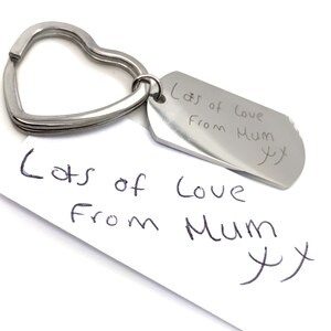 Personalised Key Ring With Handwriting Engraved, Actual Handwriting ...