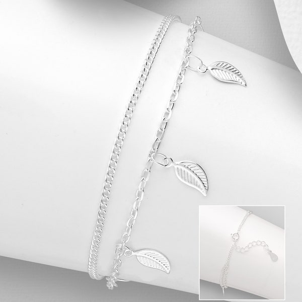 Sterling Silver Feather Anklets for Women - Etsy