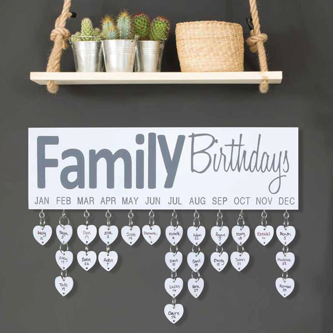 Family Birthday Sign Board With 25 Wood Hearts - Etsy