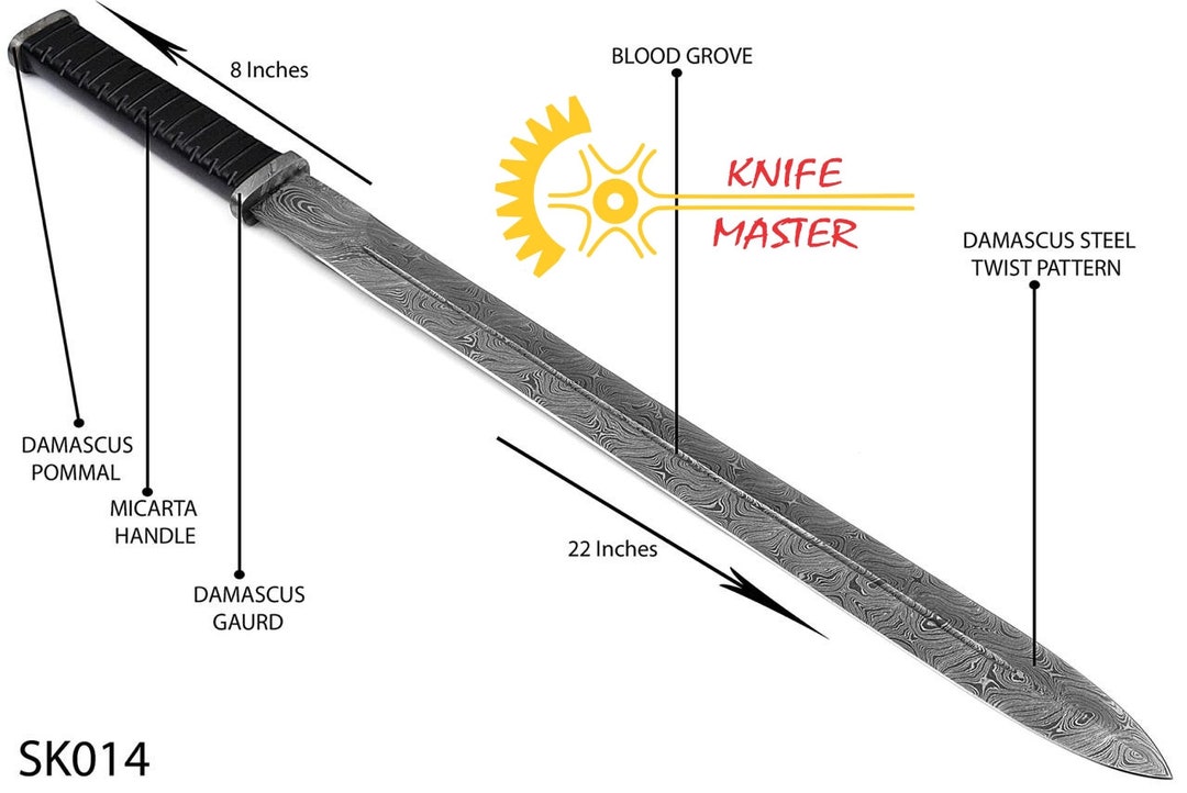 La più bella spada d'acciaio di Damasco fatta a mano con rivestimento ...