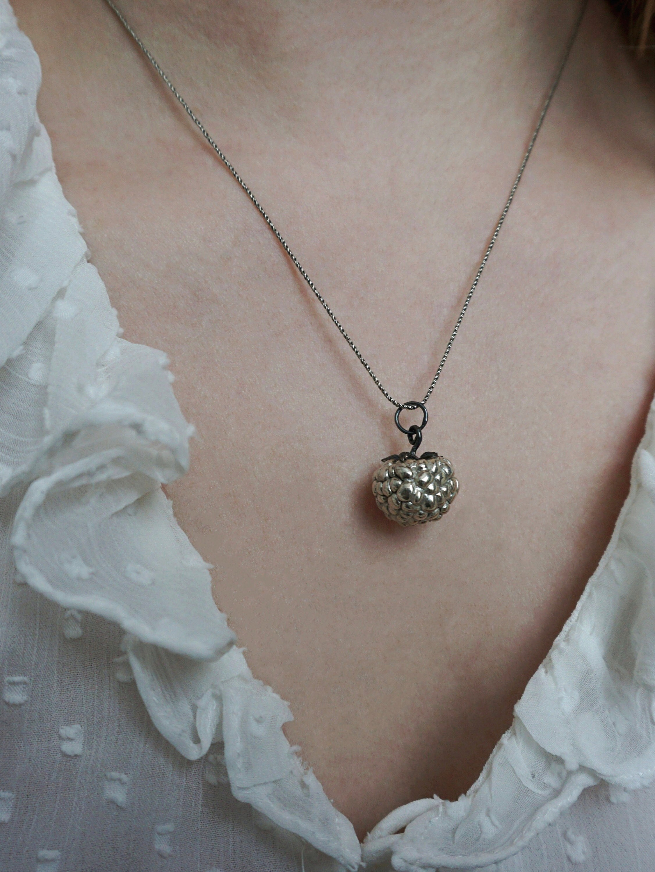 Sterling Silver Raspberry Charm 925 Silver Blackberry Necklace Fruit ...