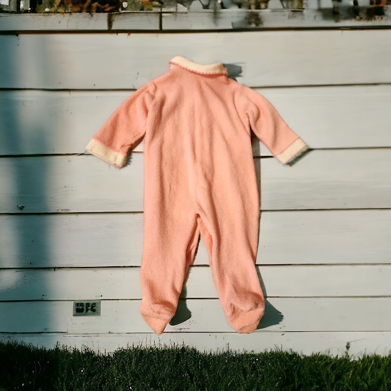 Vtg 80s Baby Girl Terry Cloth One Piece Footie Pajamas 0-6 Months ...