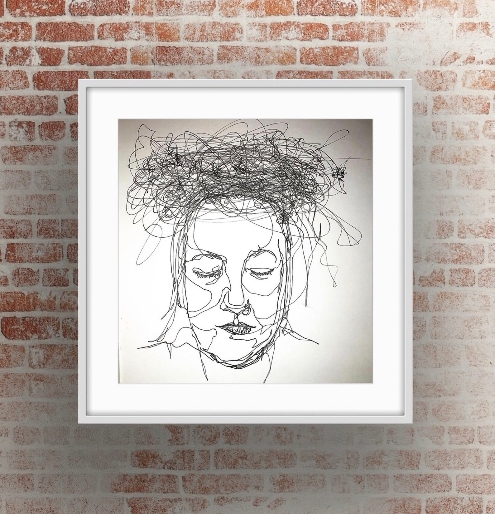 Single Line Drawing of Anxiety Face Illustration Print - Etsy