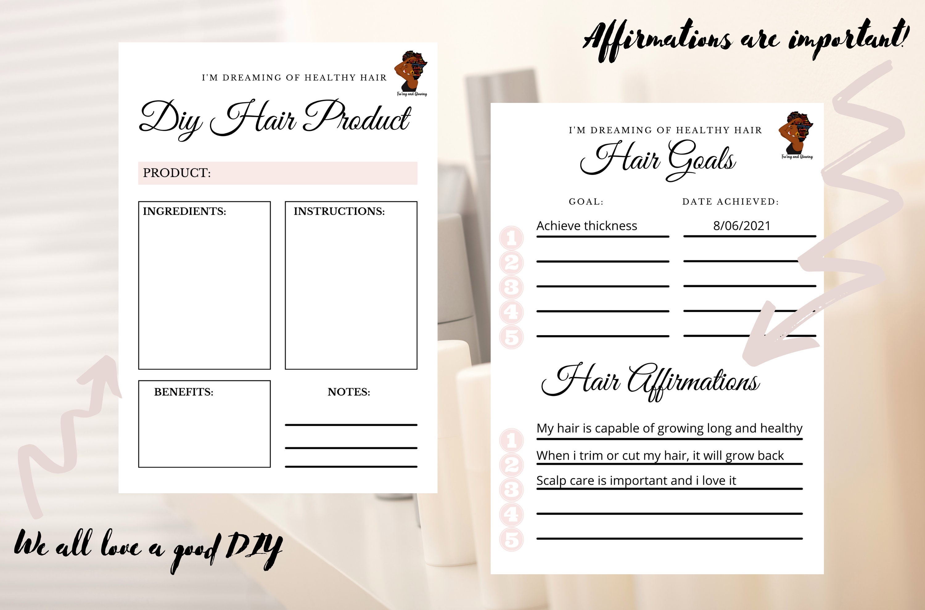 Afro Hair Journal, My Natural Hair Journal, Weekly Haircare Guide ...