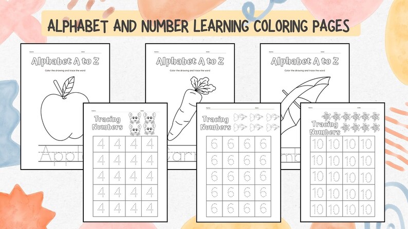 112 Printable Alphabet and Number Learning Coloring Pages - Etsy