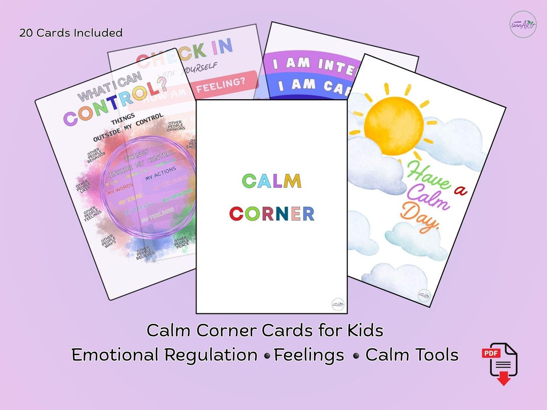 Calm Corner Cards | Kids Emotional Regulation Tools (A4 A5 PDF) - Etsy