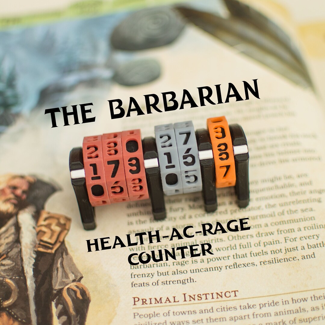 The Barbarian - Health + AC + Rage Counter - D&D Adventure Ready and ...
