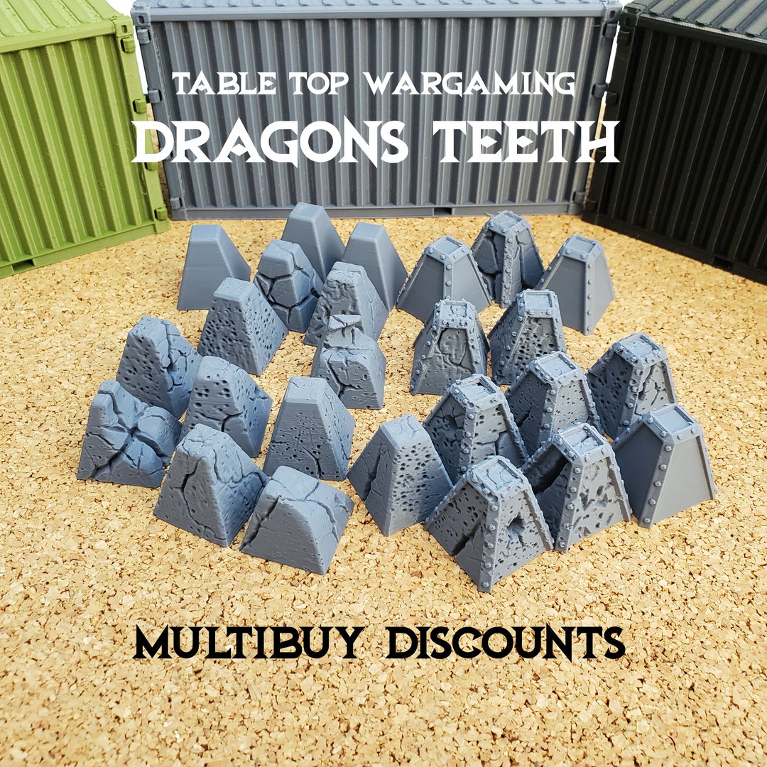 Dragons Teeth - Tank Traps - Tabletop Wargaming Terrain 28 32 35 Scale ...