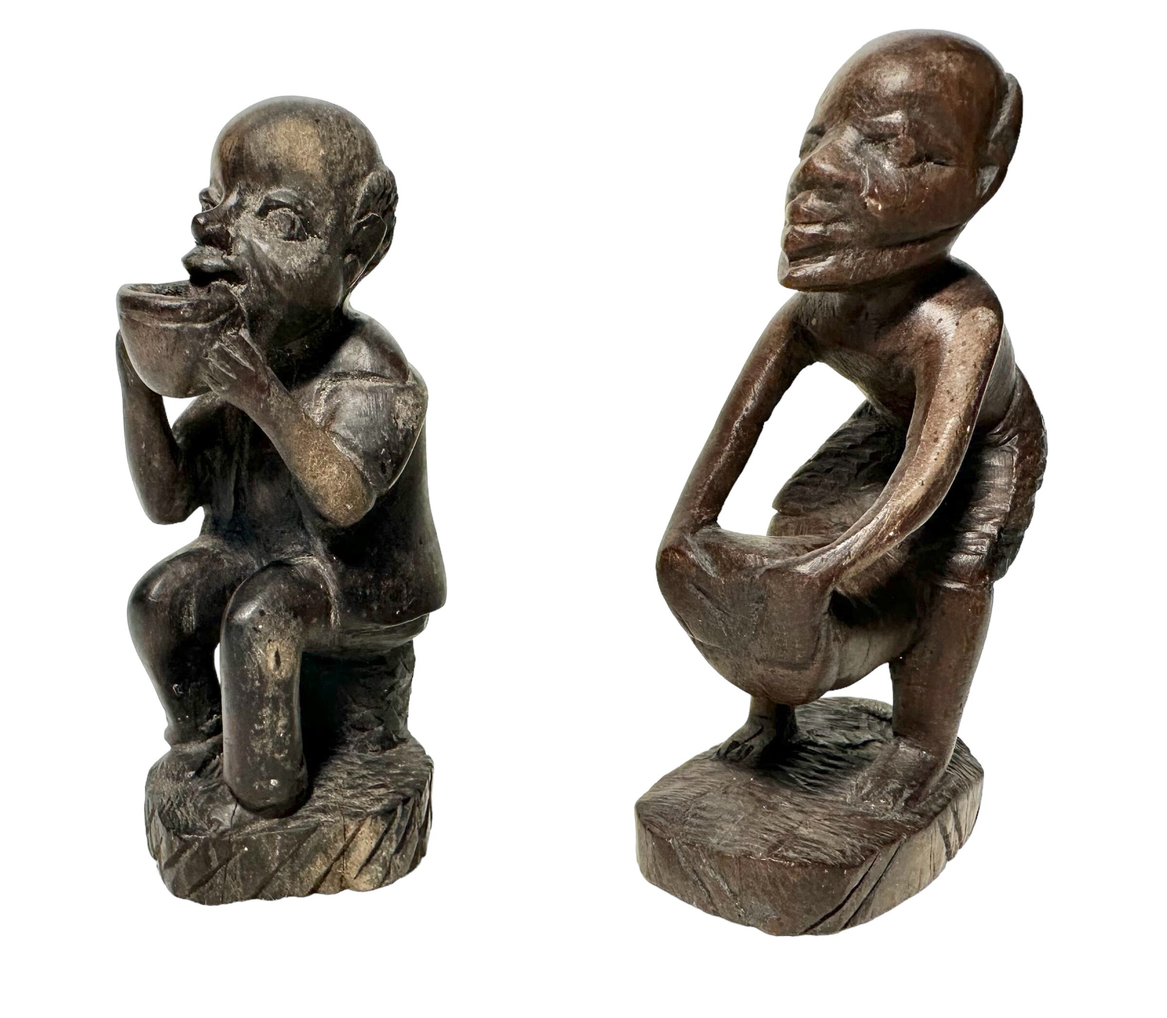 African Tribal Folk Art Hand Carved Ebony Wood Male Figures - Etsy