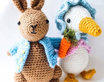 Handmade Crochet Beatrix Potter Characters Peter Rabbit, Benjamin Bunny ...