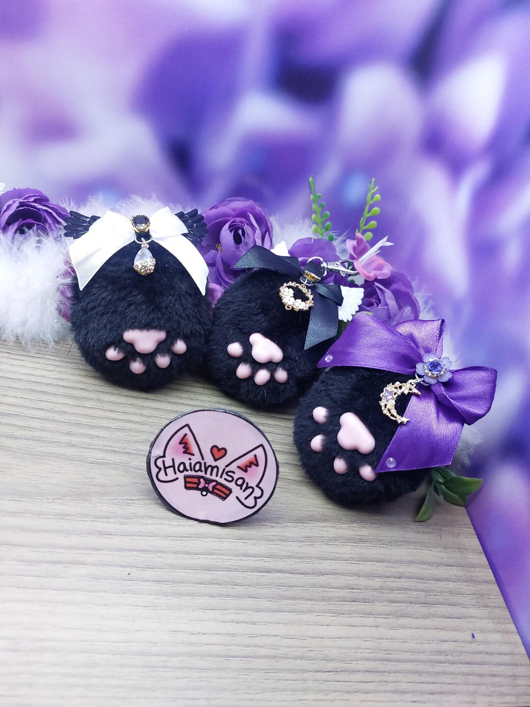 Black Mini Cat Paw Scented Keychain Kawaii | Nekomimi Kemonomimi - Etsy