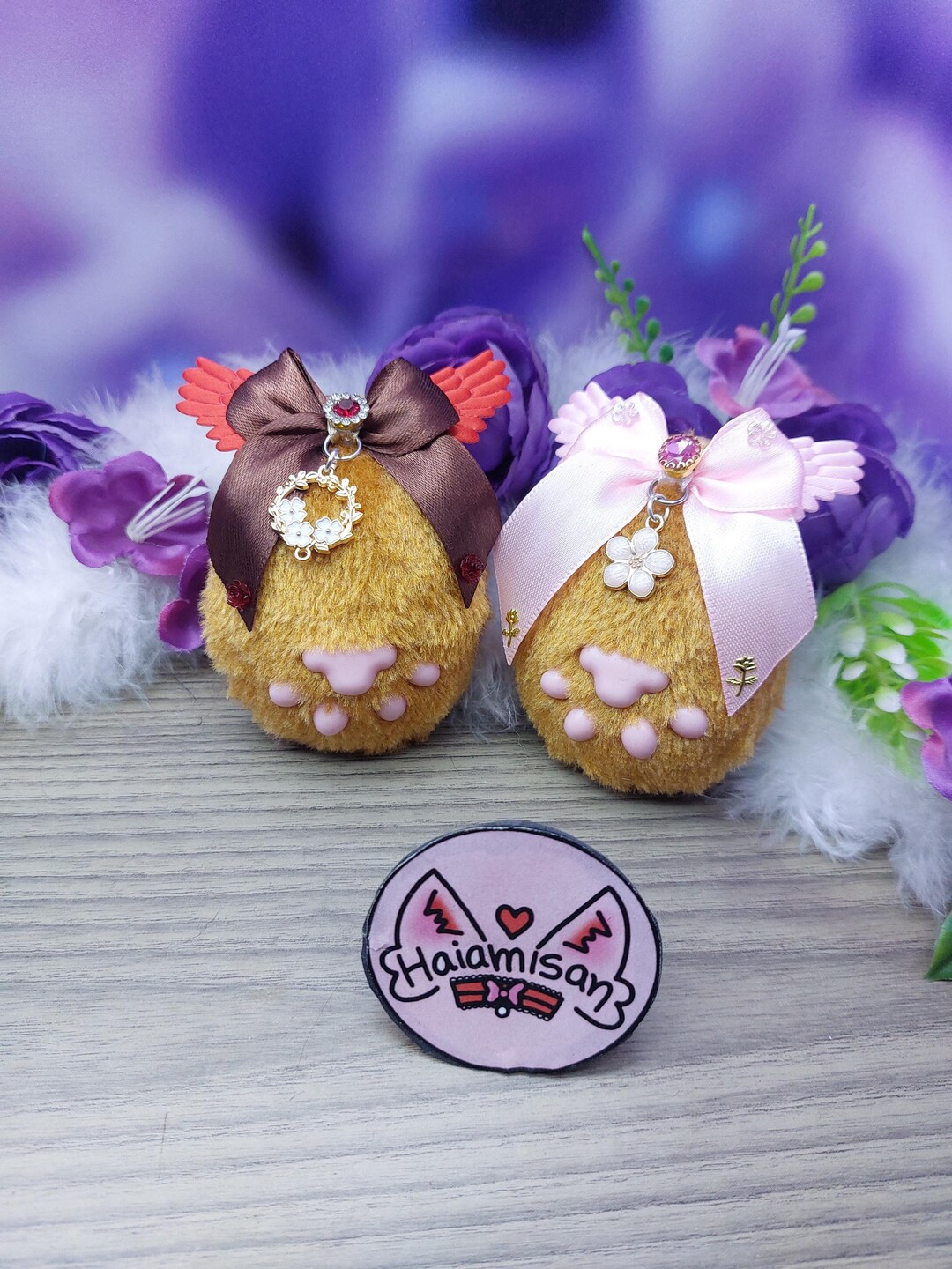 Blonde Orange Mini Cat Paw Scented Keychain Kawaii | Nekomimi ...