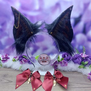 Gothic Black and Red Bat Ears Faux Fur | Nekomimi Kemonomimi | Cosplay ...