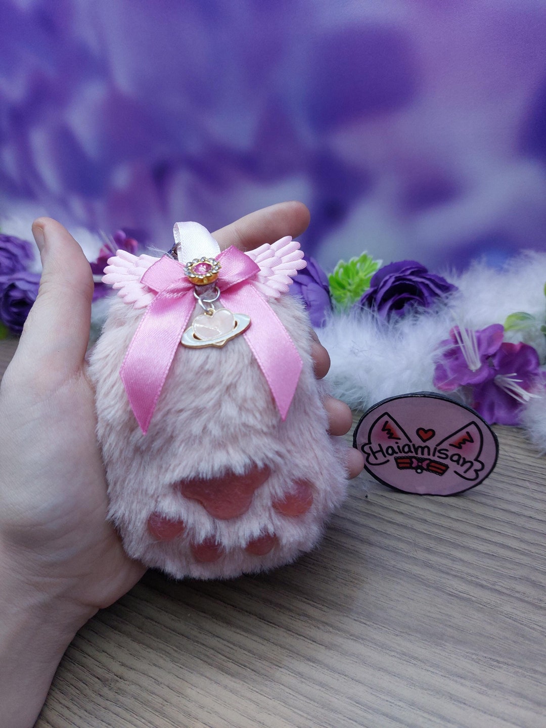 Scented Silicone Beans Cat Paw Keychain Pink Cat Toe Bean Paw Nekomimi ...