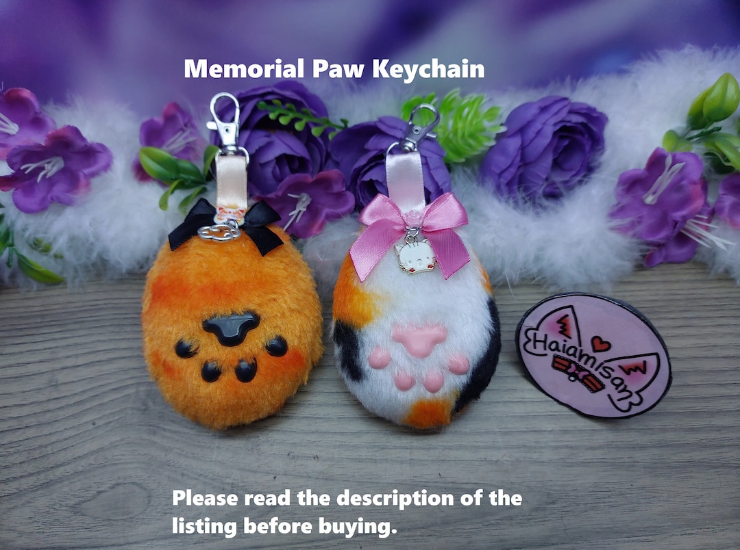 Pet Memorial Paw Toe Bean Keychain | Faux Fur Kemonomimi Nekomimi - Etsy