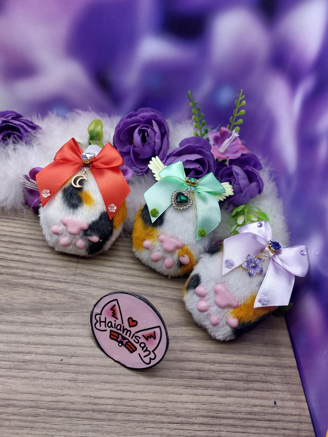 Calico Tri Color Mini Cat Paw Scented Keychain Kawaii | Nekomimi ...