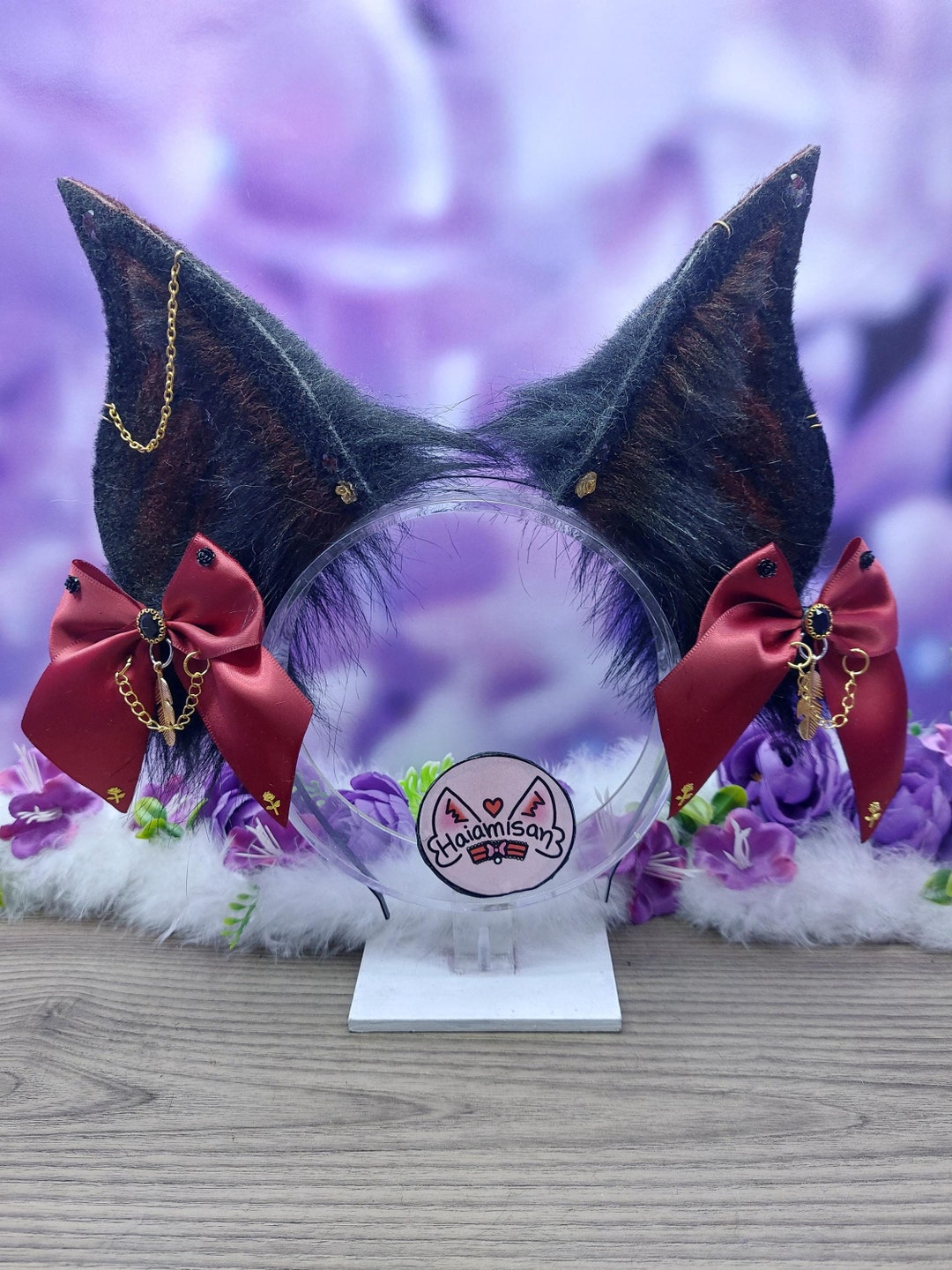 Gothic Black and Red Bat Ears Faux Fur | Nekomimi Kemonomimi | Cosplay ...