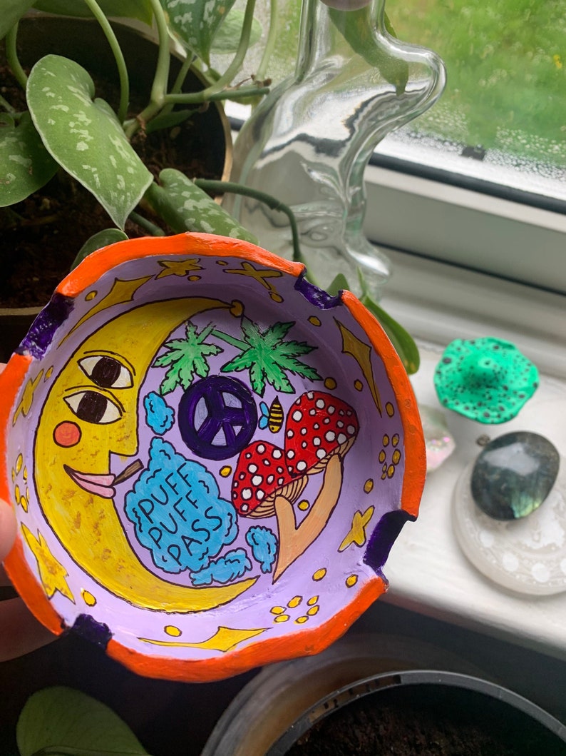 Hippie Moon Clay Ashtray - Etsy UK