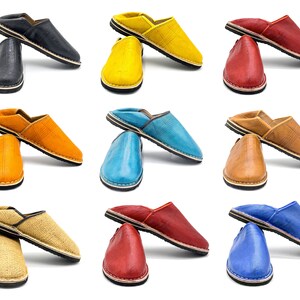Moroccan Babouche Shoe Leather Slipper Unisex Handmade Babouches ...
