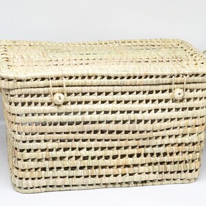Handwoven Wicker Storage Trunk, Elegance Vintage-inspired Storage Solution, Vintage Wicker ...