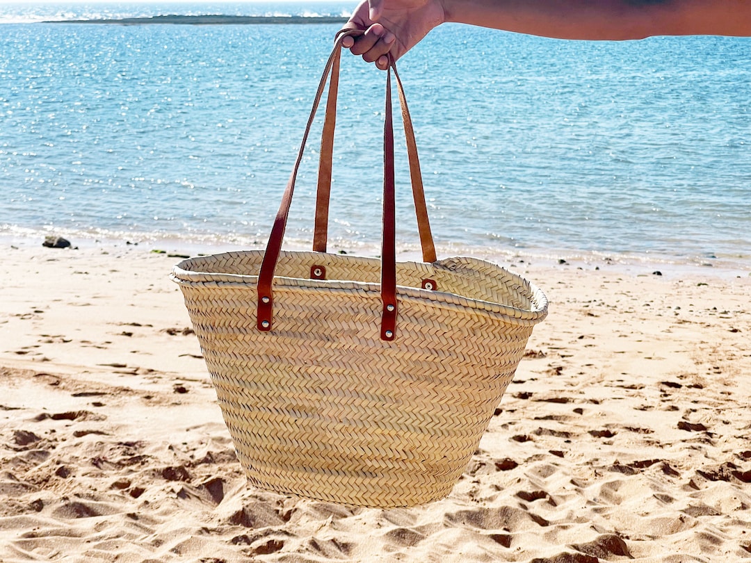 FRENCH BASKET Straw Bag With Leather Handles Beach Bag Straw - Etsy