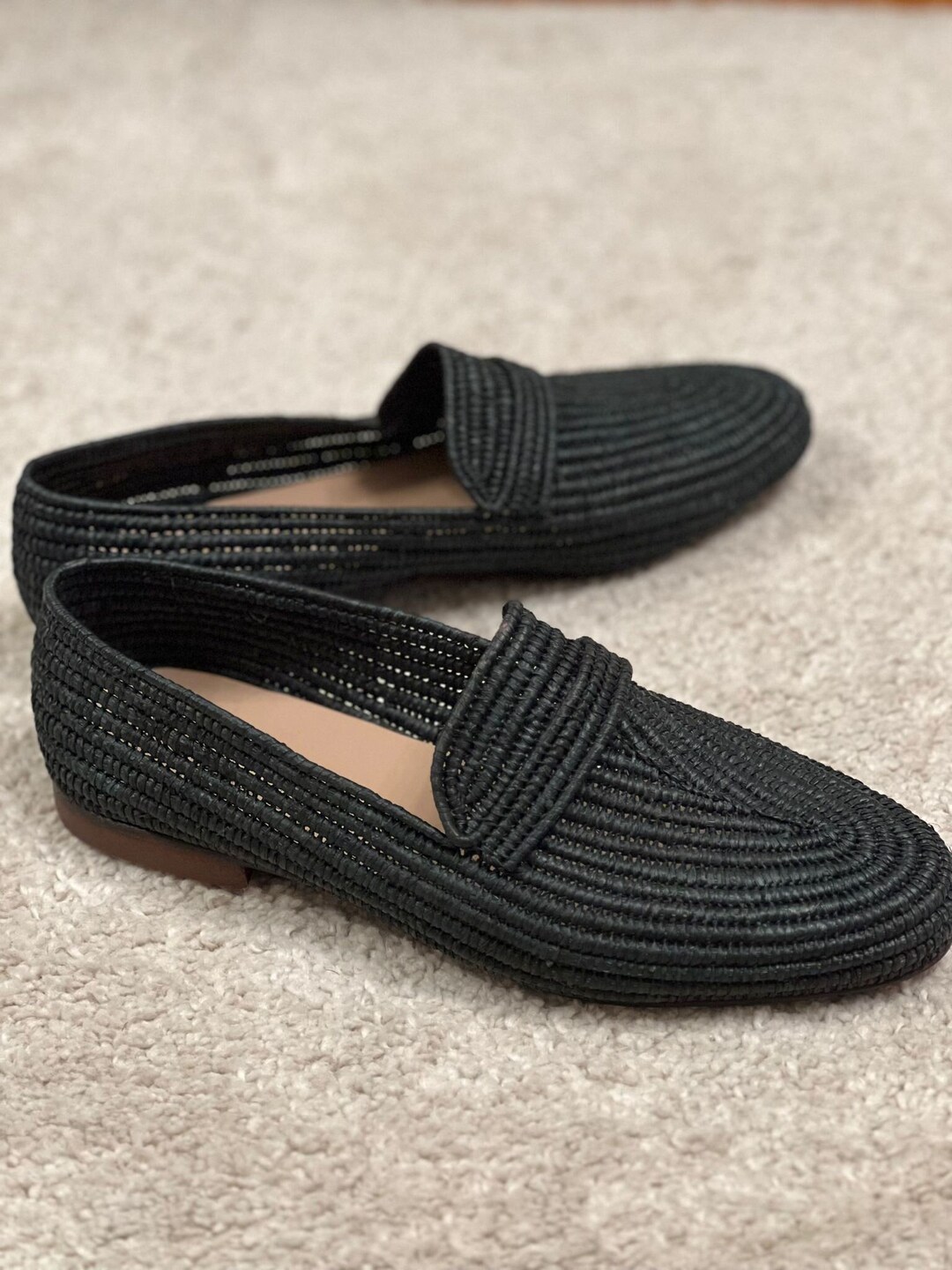 Colored Raffia Shoes, Natural Raffia Moccasins, Handmade Raffia Mules ...