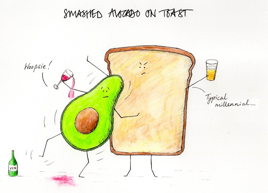 SMASHED AVOCADO on TOAST A6 Greetings Card Vicky's Scribbles - Etsy