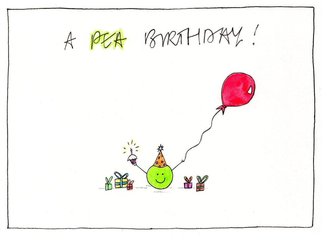 A PEA BIRTHDAY A6 Birthday Card Vicky's Scribbles - Etsy