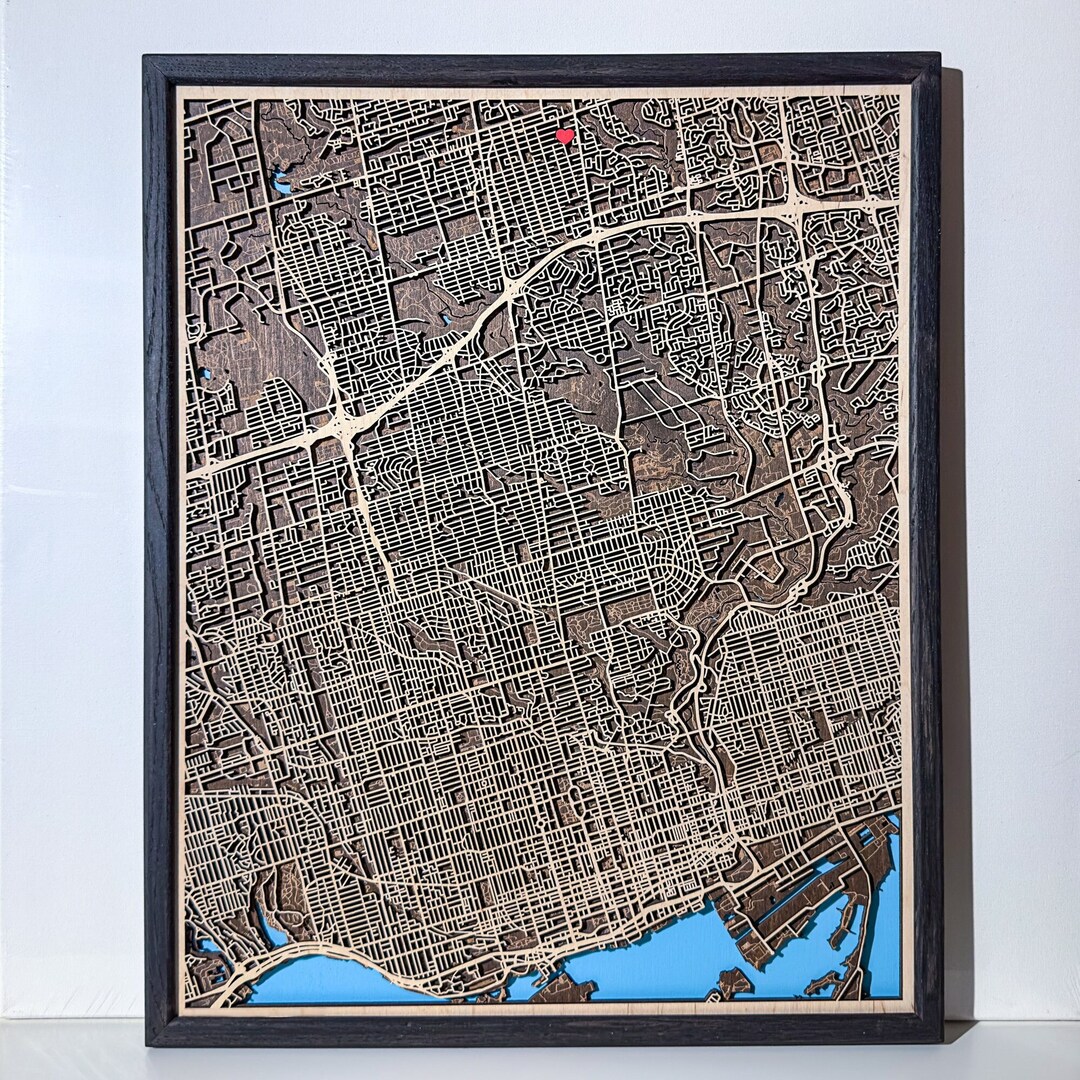 Custom Brown Wooden Map City Laser Cut Map Custom Toronto Map ...