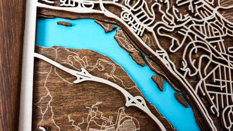 Laser Cut Wooden Map With Location Pins Elements Personalized - Etsy