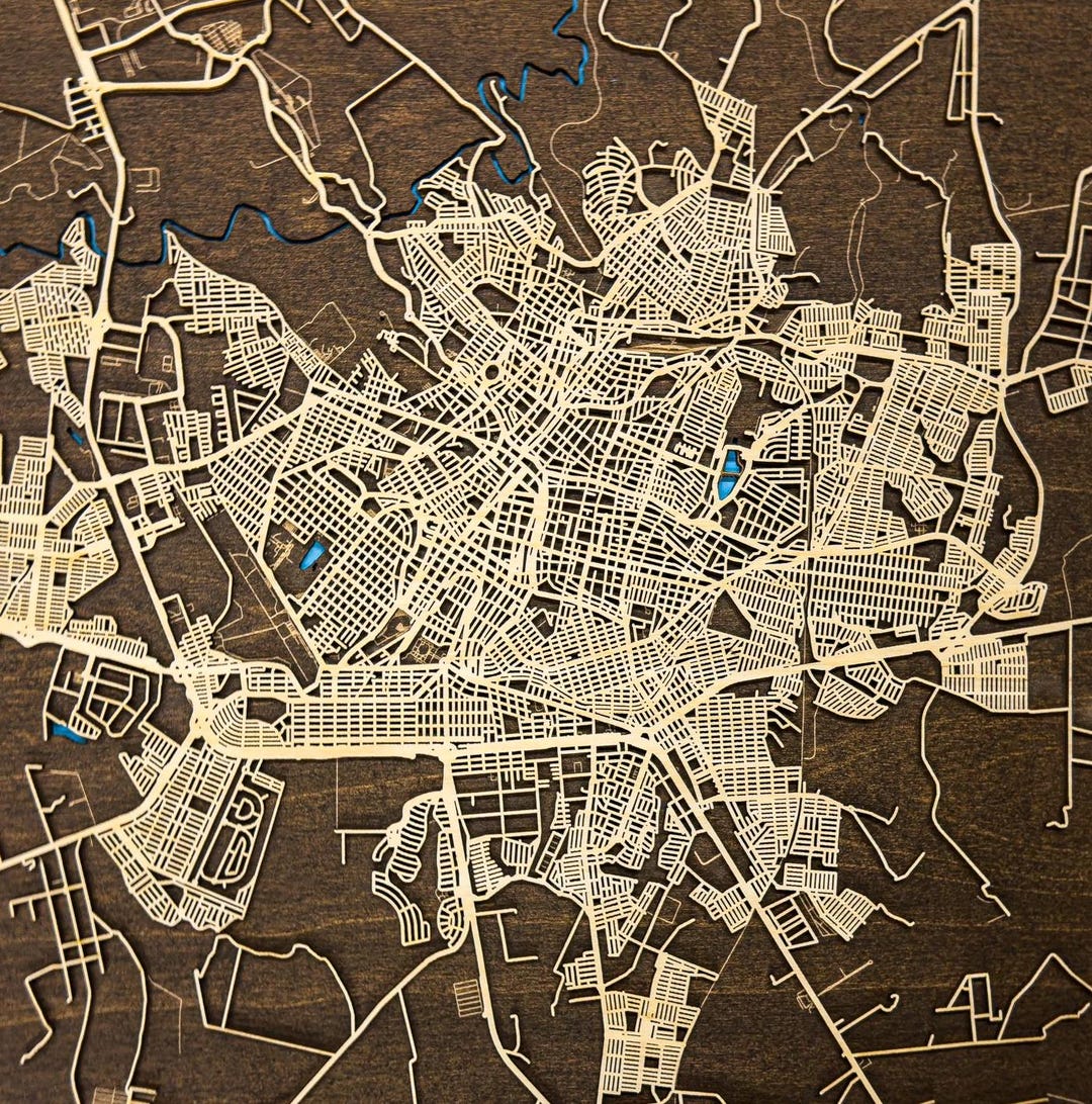 Custom Laser Cut Wooden City Map: Personalized Wall Art - Etsy