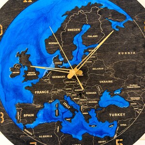 Personalized Wooden World Clock With Epoxy Water, Custom Epoxy Resin ...
