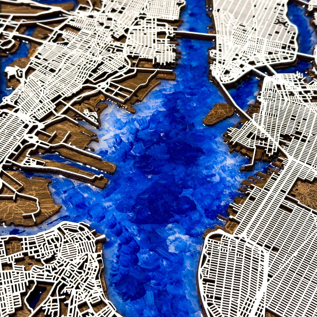 Custom Wooden Map of Any City in the World, Wooden Map With Epoxy Resin ...