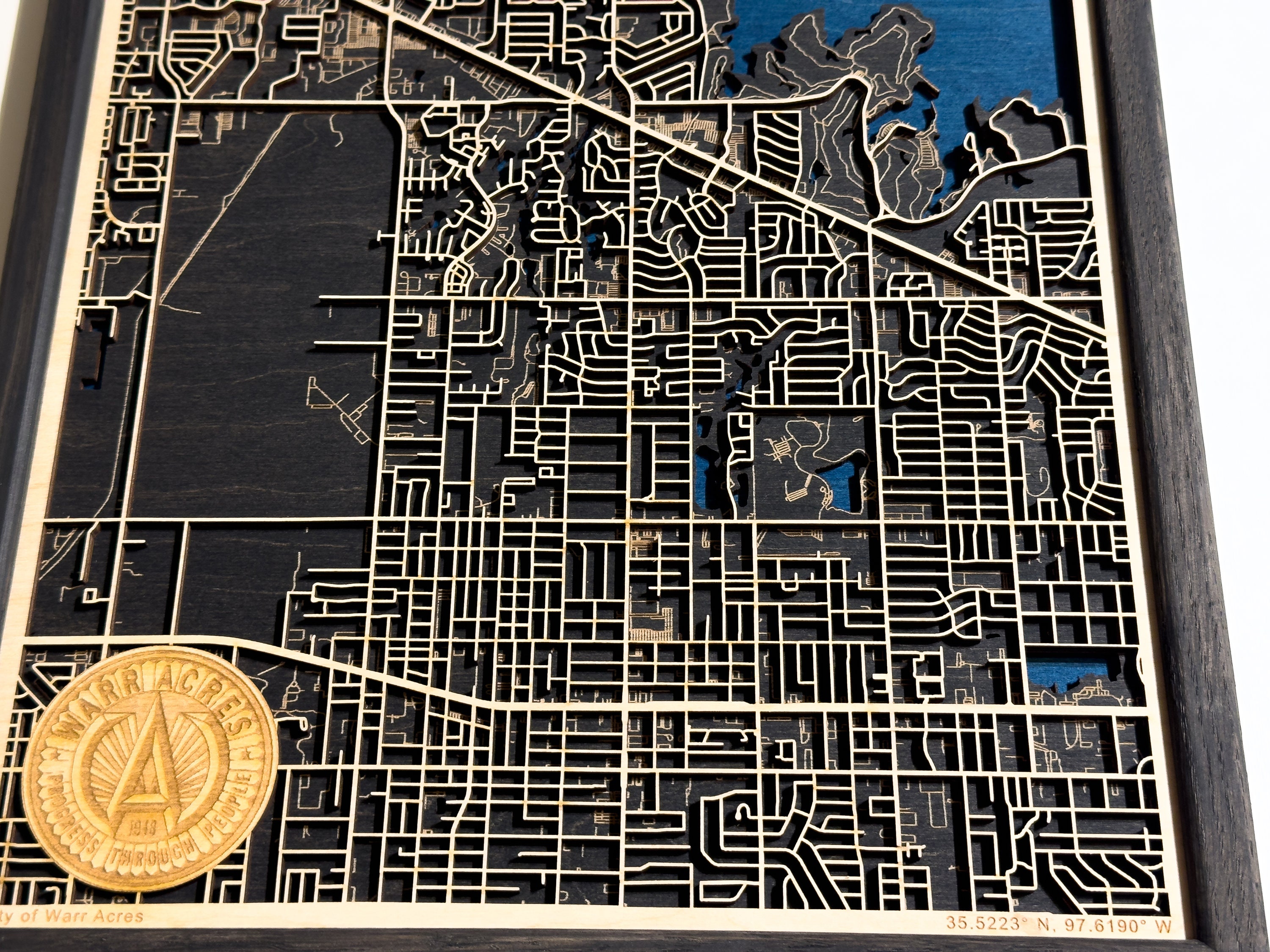 Custom Wooden City Map: Personalized Engraved Seal Wall Art - Etsy