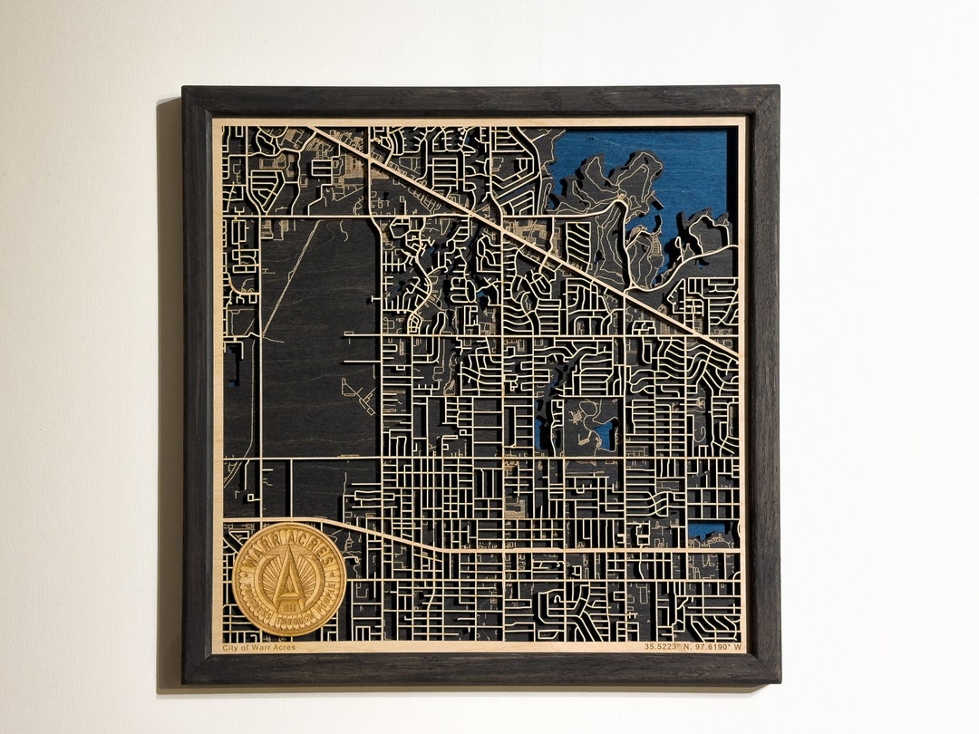 Custom Wooden City Map: Personalized Engraved Seal Wall Art - Etsy