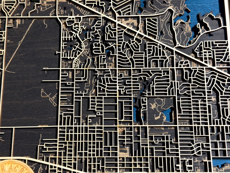 Custom Wooden City Map: Personalized Engraved Seal Wall Art - Etsy