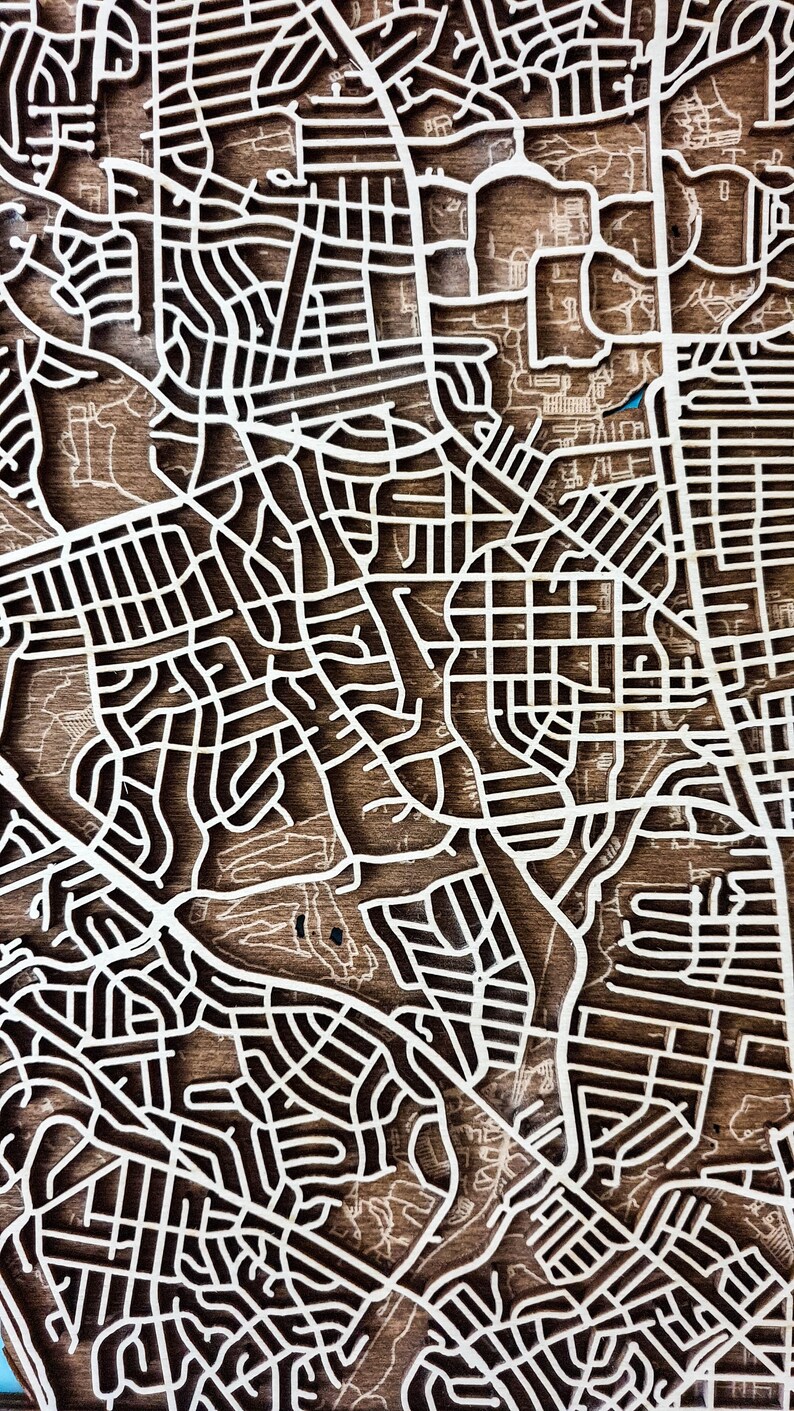 Laser Cut Wooden City Map, Personalized Location Pin, Framed Home Decor ...