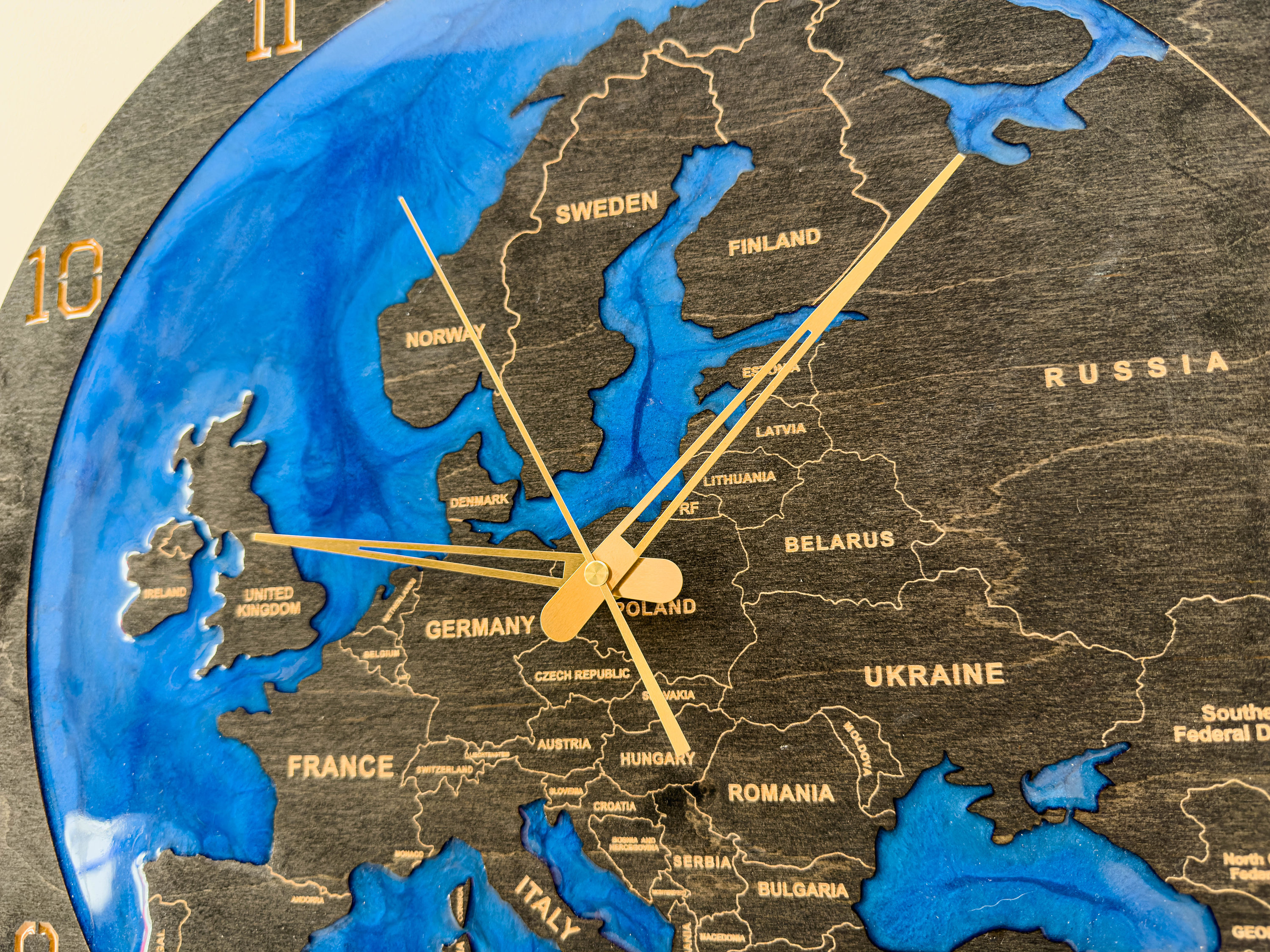 Personalized Wooden World Clock With Epoxy Water Custom Epoxy - Etsy