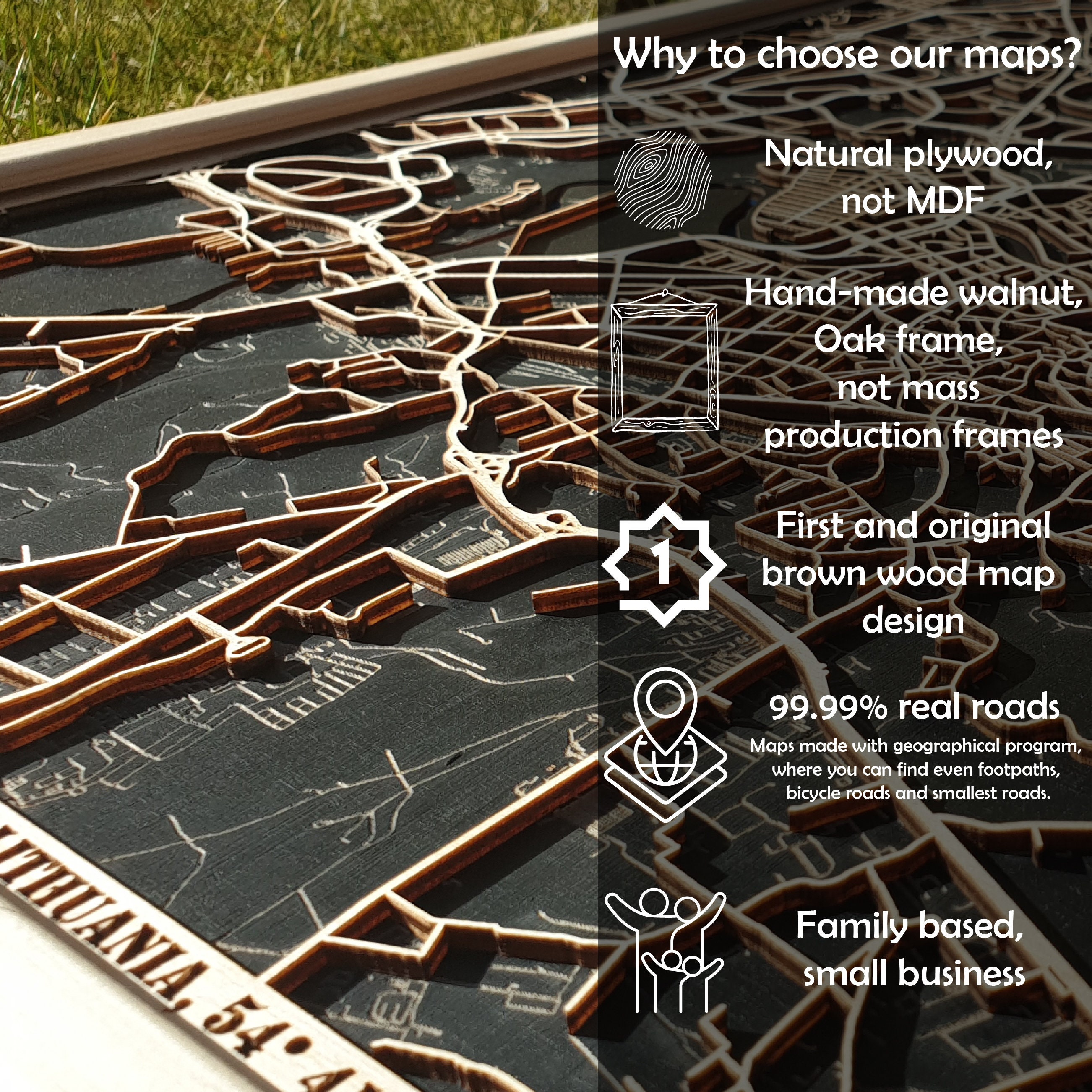Custom Wooden City Map With Epoxy Rivers - Personalized Laser Cut Gift ...