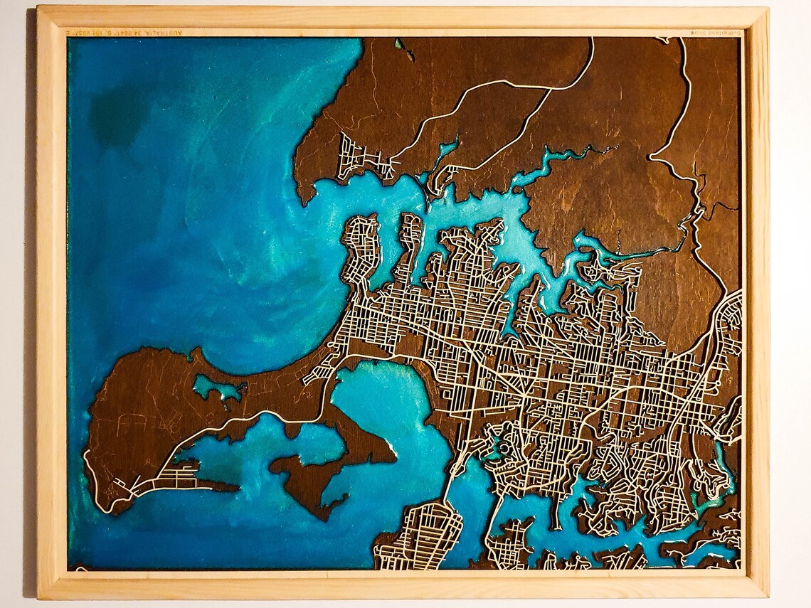 Personalized Map From WOOD and RESIN RIVER Laser Cut Custom - Etsy
