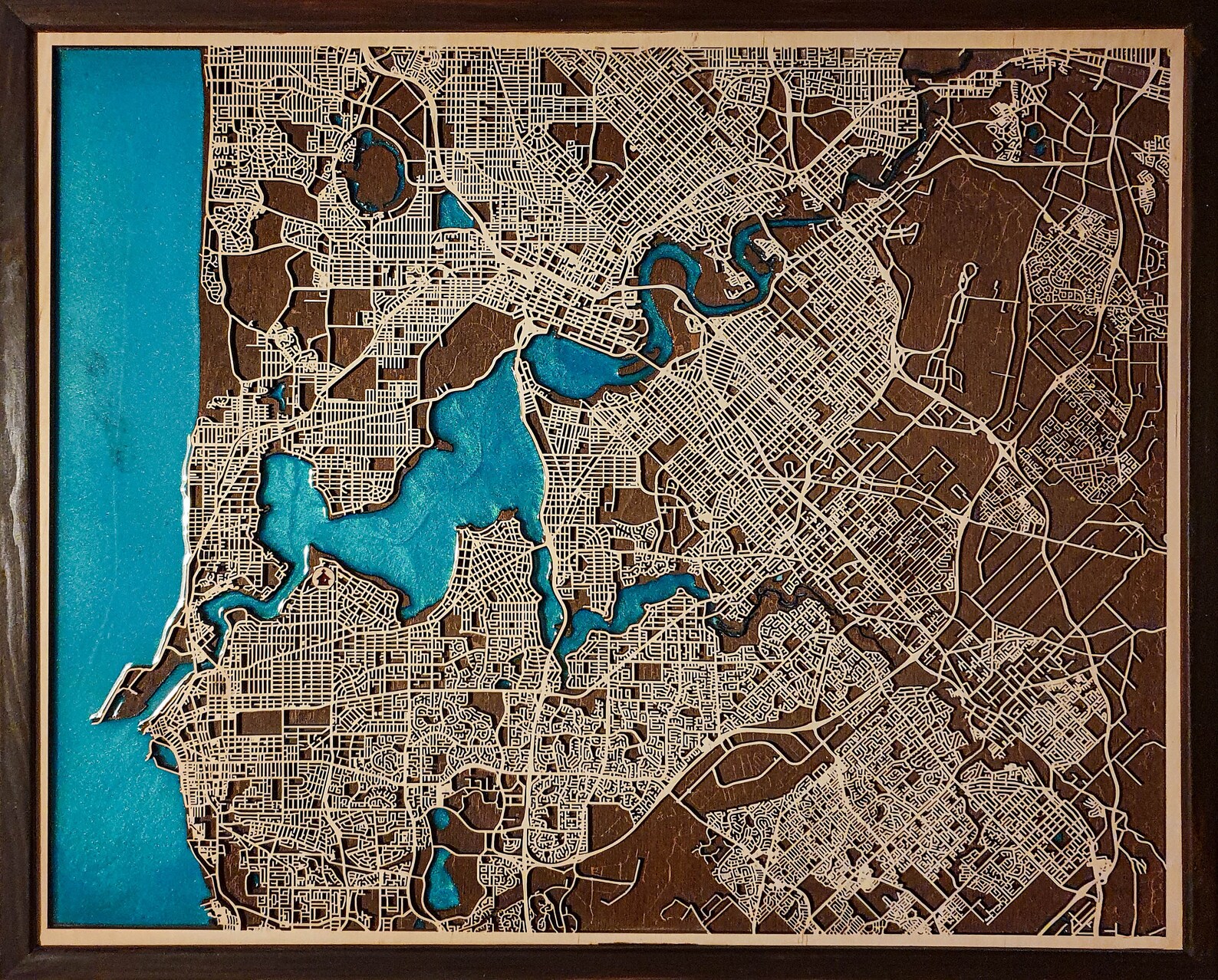 Personalized Map From WOOD and RESIN RIVER Laser Cut Custom - Etsy