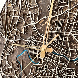 Custom Wooden City Clock, Vilnius Wooden City Map Clock Wall Hanging ...