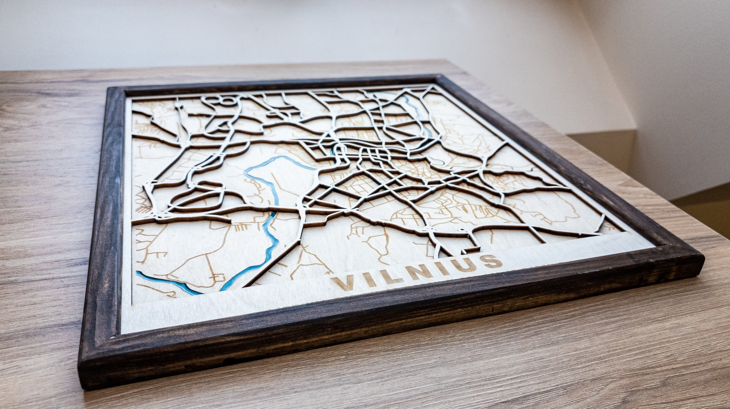 Custom Wooden City Map With Epoxy Rivers - Personalized Laser Cut Gift ...