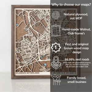 Custom Wooden Map With Laser Cut Elements, Personalized Name Location ...