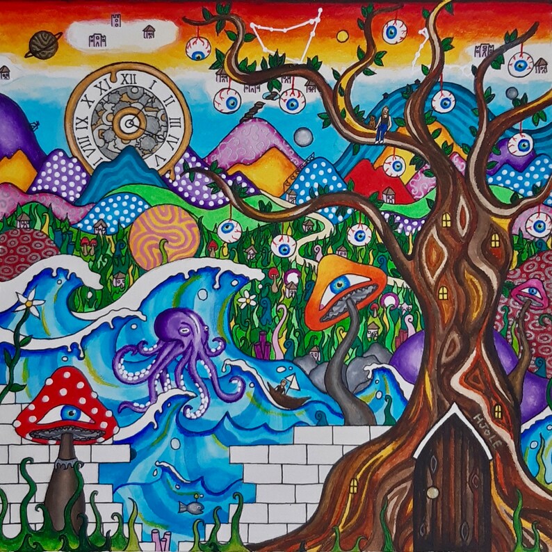 Set of 2 Mini Trippy Psychedelic Prints 148mm X 148mm. - Etsy