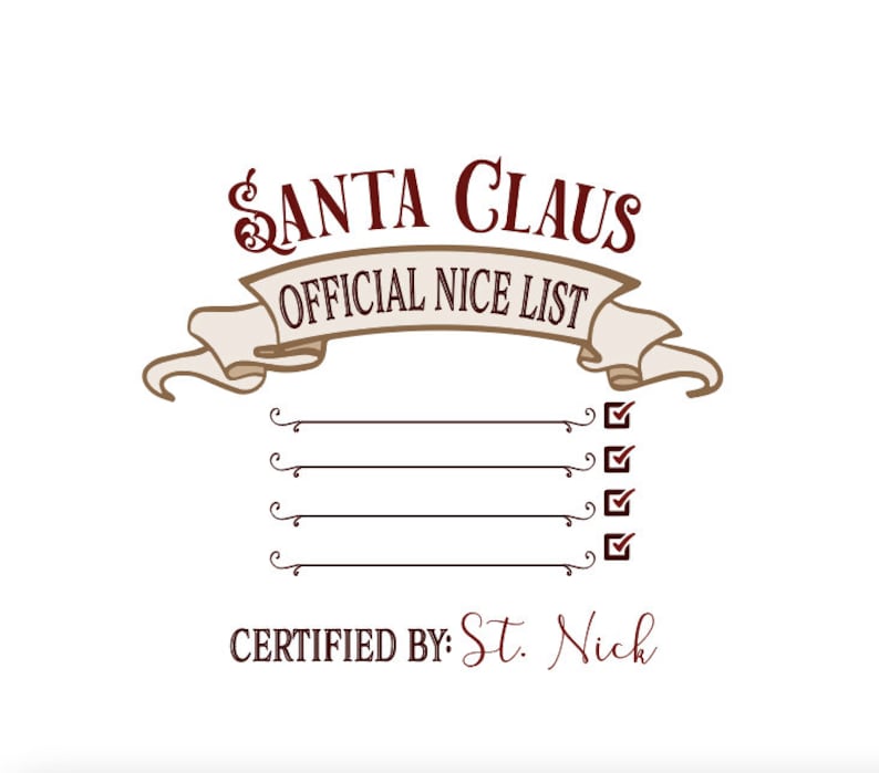 Santa Claus Official Nice List SVG Vintage Nice List Customizable ...