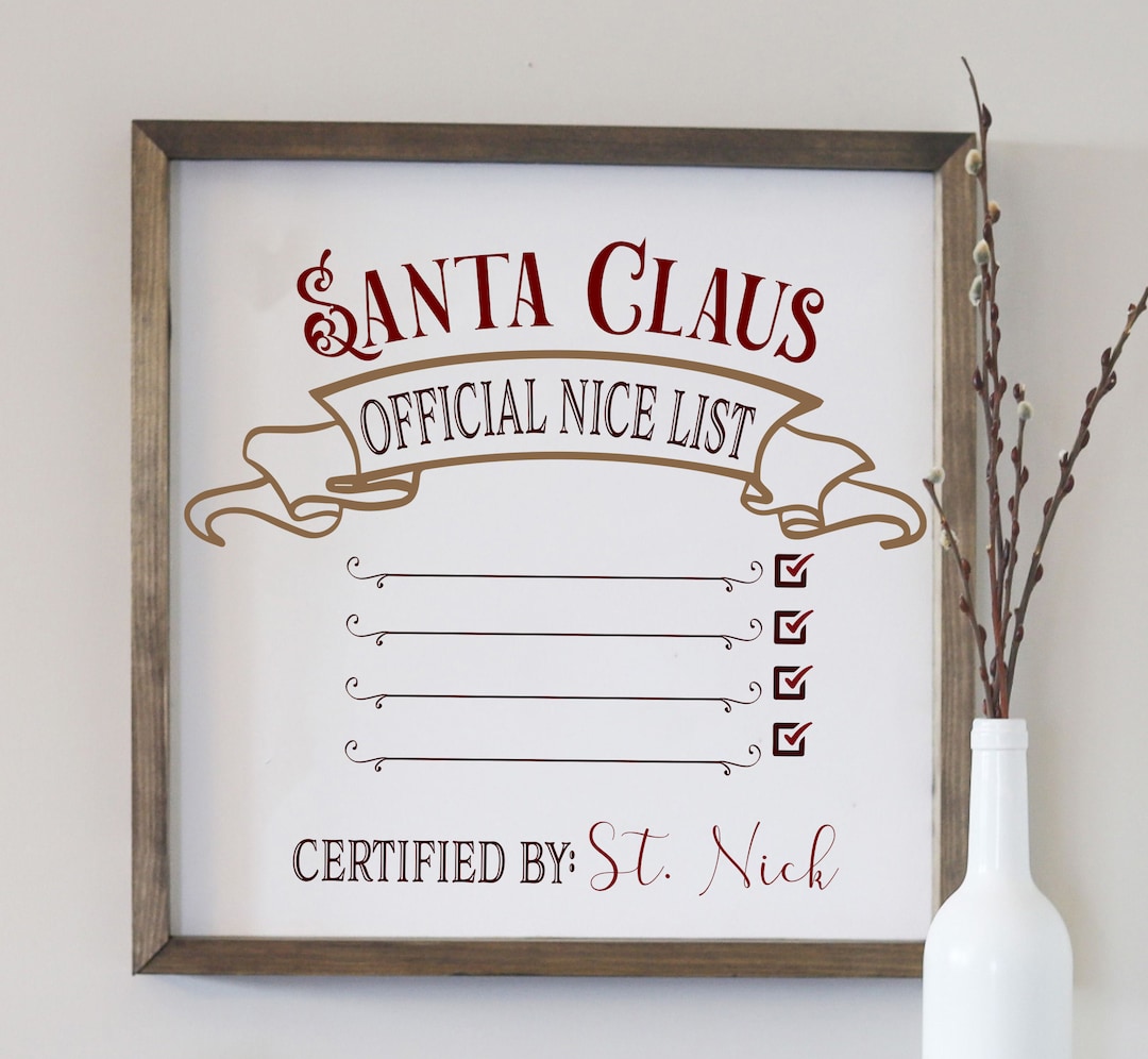 Santa Claus Official Nice List SVG Vintage Nice List Customizable ...
