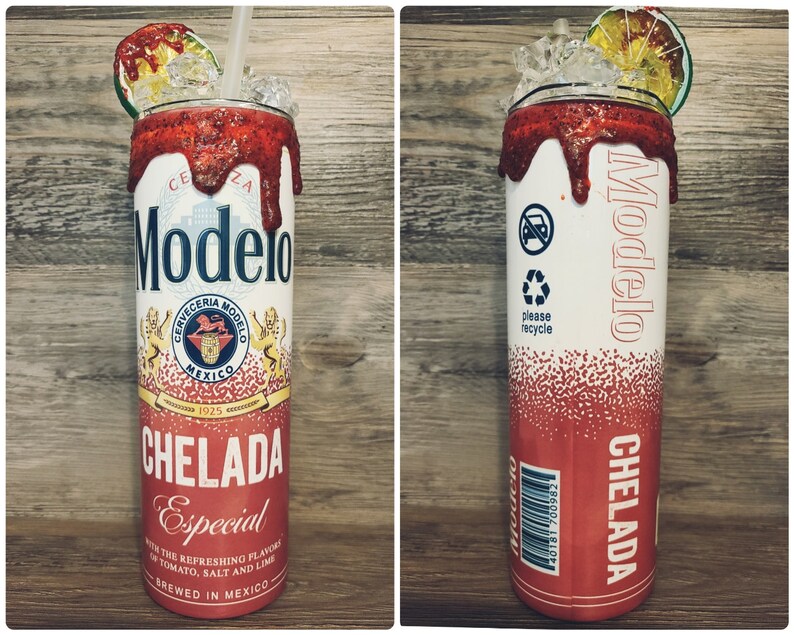 Beer tumbler chamoy rimmed modelo tumbler 20oz | Etsy