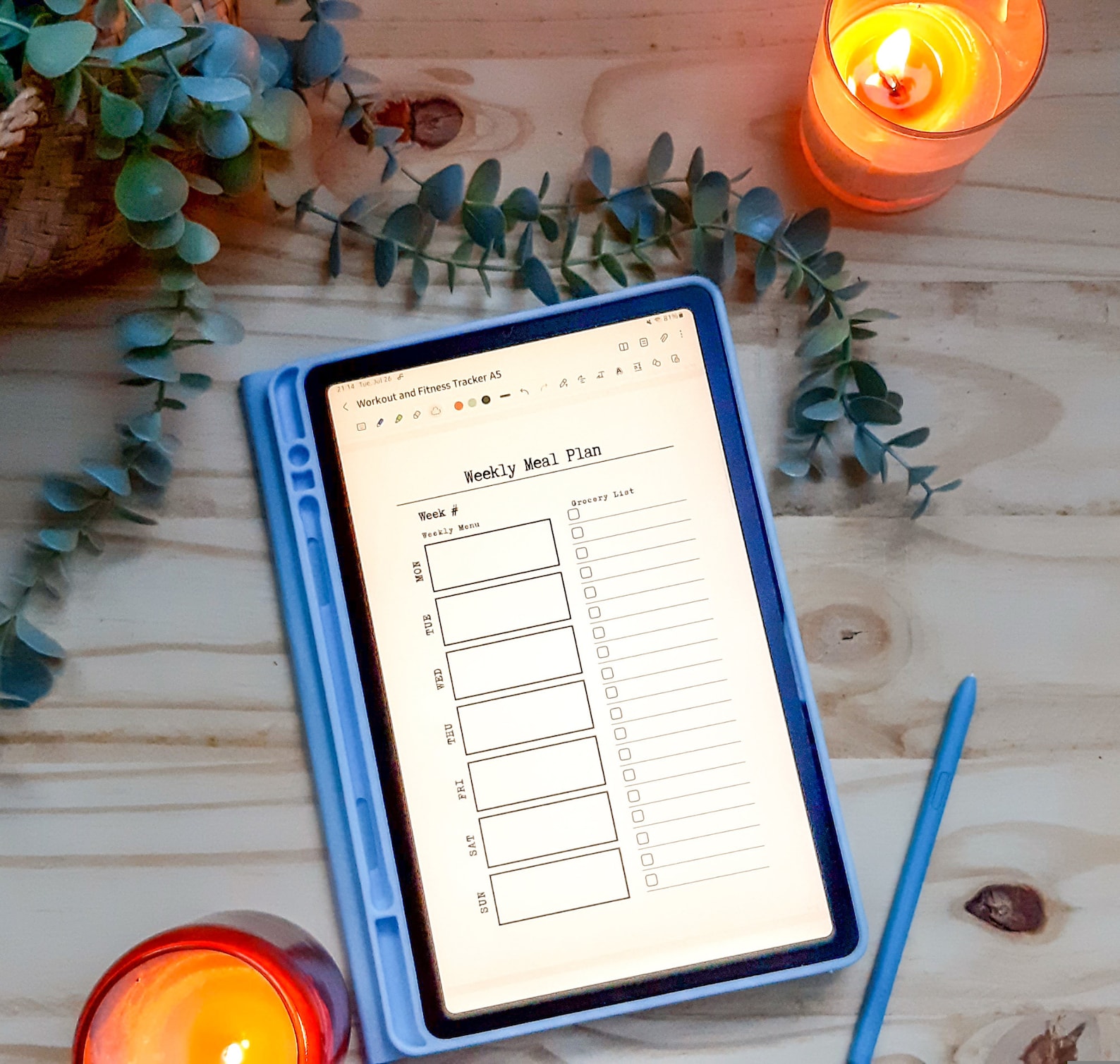 Weekly Meal Plan Page Printable and Tablet Friendly in A4 and A5 ...