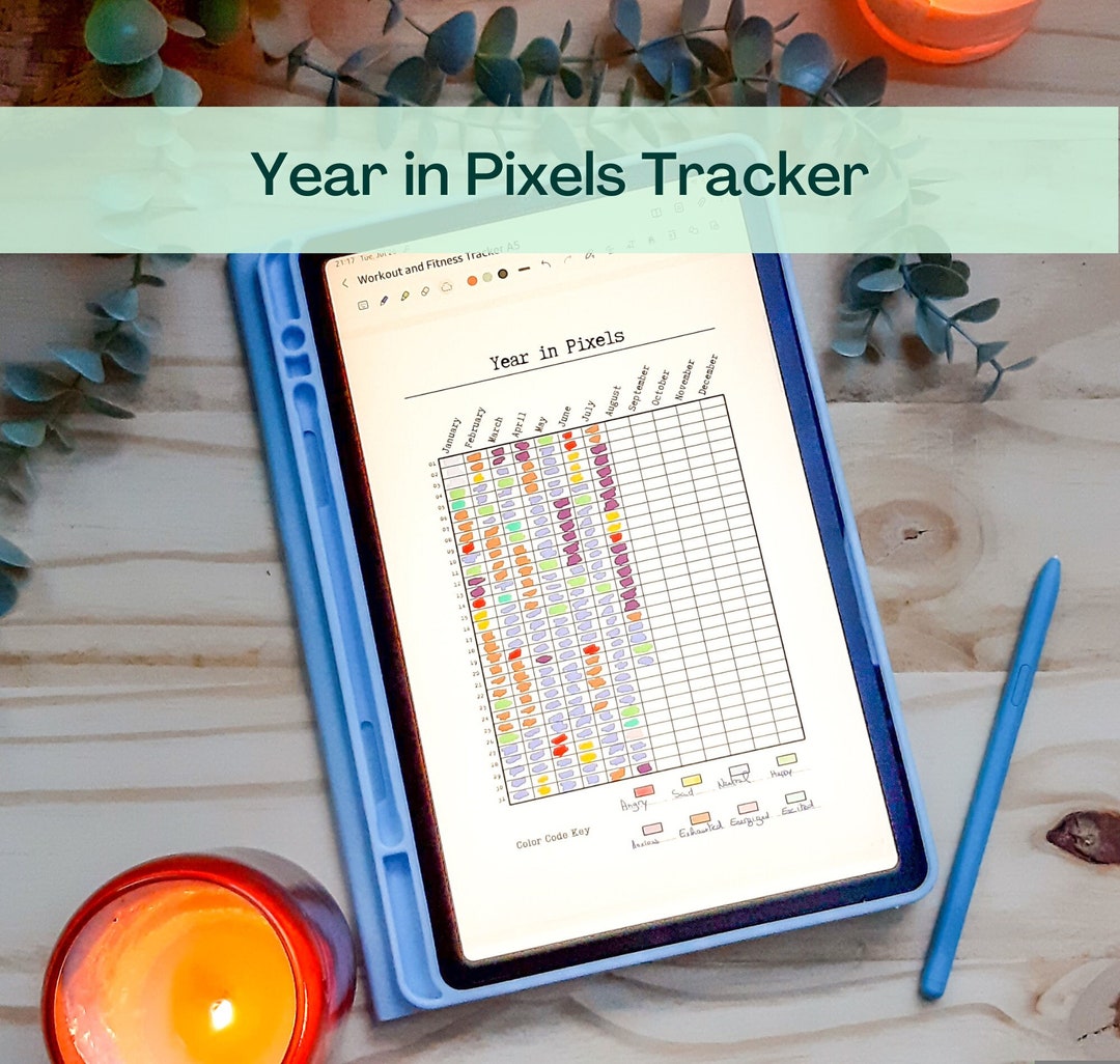 Year in Pixels Tracker With Color Code Key Printable and Tablet ...